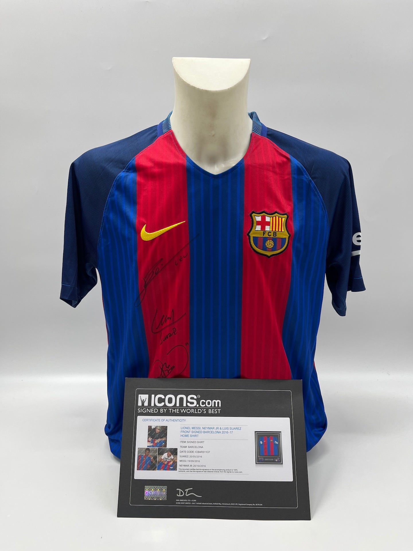 FC Barcelona Trikot Messi, Neymar & Suarez signiert Autogramm Nike COA ...